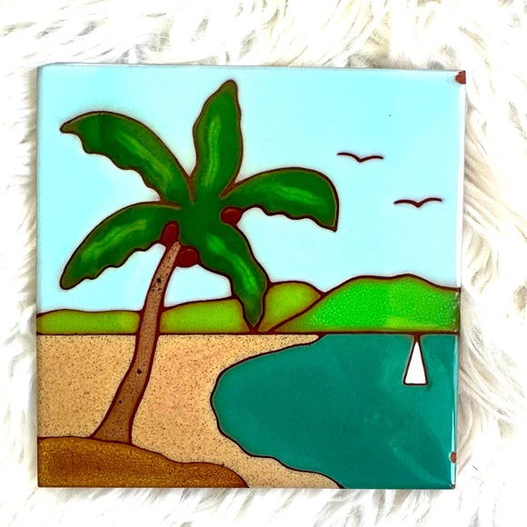 Besheer | Art | Vintage Besheer Hand Painted Art Tile Trivet Hot Plate ...